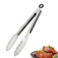 China Stainless Steel Kitchen Tongs Set 9 Inch 12 Inch Non Slip Silicone Handle Locking for sale