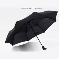 China Windproof Automatic Open 3 Folding Umbrella 95cm Canopy 27.5cm Folded Pongee Custom Logo for sale