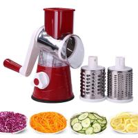 China Stainless Steel Rotary Cheese Grater Shredder 19x12.5x24.5cm 3 Blades for sale