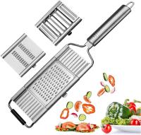 China Multi Purpose Handheld Vegetable Cutter Stainless Steel Slicer Grater 32.2cm 3 Blades for sale