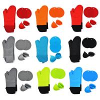 China Heat Resistant Silicone Oven Mitts Pot Holders Sets For Baking for sale