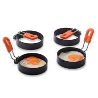 China Anti Scald Stainless Steel Egg Ring Mold 4 Packs 2.95 Inch with Oil Brush for sale