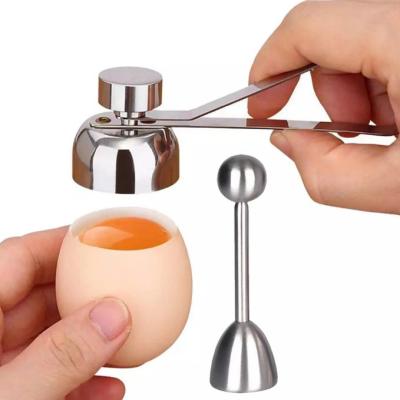 China Stainless Steel Egg Cracker Topper 11x3.4x4cm Egg Opener Tool for Soft Hard Boiled Eggs for sale