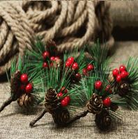 China PVC Artificial Pine Needles with Red Berries 8 cm for Christmas Tree Ornaments for sale