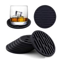 China Black Silicone Drink Coasters 10cm Heat Resistant 230C Cup Mats for Bar Car Coffee Mug Beer for sale
