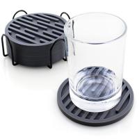 China Black Silicone Drink Coasters 10cm Heat Resistant 230C Cup Mats for Bar Car Coffee Mug Beer for sale