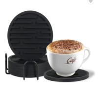 China Black Silicone Drink Coasters 10cm Heat Resistant 230C Cup Mats for Bar Car Coffee Mug Beer for sale