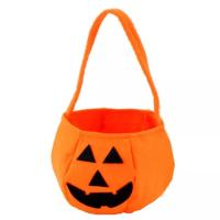 China Nonwoven Halloween Pumpkin Candy Bucket Trick or Treat Bag 20x13 cm Orange for sale