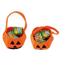 China Nonwoven Halloween Pumpkin Candy Bucket Trick or Treat Bag 20x13 cm Orange for sale