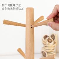 China Wooden Coffee Mug Rack Countertop Tree with 6 Hooks Natural Beech Storage Holder for sale