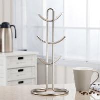 China Stainless Steel Coffee Mug Tree Holder with 6 Hooks Countertop Storage Rack for sale