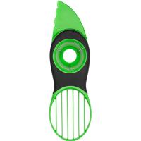 China Stainless Steel 3-in-1 Avocado Slicer 19.5cm Green Kitchen Tool Split Pit Slice for sale