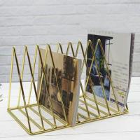 China Triangle Stainless Steel Desktop Bookshelf 26x18x18cm Space Saving Book Organizer for sale
