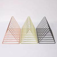 China Triangle Stainless Steel Desktop Bookshelf 26x18x18cm Space Saving Book Organizer for sale