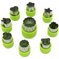 China 9 Piece Stainless Steel Fruit and Vegetable Cutter Shapes Set 7.32 x 2.83 Inch Cookie Mold for sale