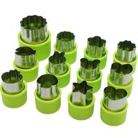 China 9 Piece Stainless Steel Fruit and Vegetable Cutter Shapes Set 7.32 x 2.83 Inch Cookie Mold for sale
