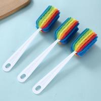 China Plastic Long Handle Bottle Scrubber Brush 360 Degree Kitchen Cleaning Tool 30cm for sale