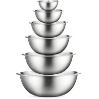 China 6pcs Stainless Steel Mixing Bowls Set 8 Quart Nesting Stacking Space Saving Kitchen for sale