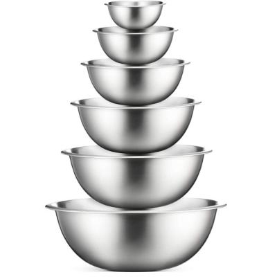 China 6pcs Stainless Steel Mixing Bowls Set 8 Quart Nesting Stacking Space Saving Kitchen for sale