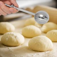 China Stainless Steel Flour Duster Shaker 7 inch Spring Operated Baking Tool for Sugar Cocoa Powder for sale