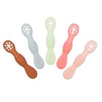 China Silicone Rainbow Chew Spoon for Babies Toddlers 11.5cm Food Grade BPA Free for sale