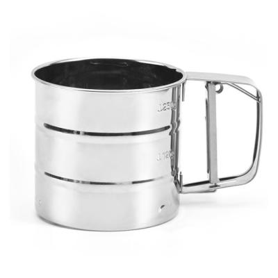 China Stainless Steel Flour Sifter 5 Cup Capacity Fine Mesh Hand Held Baking Sieve for sale
