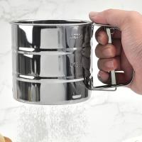 China Stainless Steel Flour Sifter 5 Cup Capacity Fine Mesh Hand Held Baking Sieve for sale