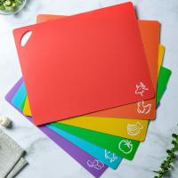 China 4 Pack Flexible Plastic Cutting Board Mats 37.5x30cm BPA Free with Food Icons for sale