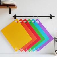 China 4 Pack Flexible Plastic Cutting Board Mats 37.5x30cm BPA Free with Food Icons for sale