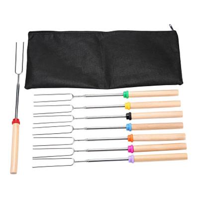 China Stainless Steel BBQ Skewers Marshmallow Roasting Sticks 1.18 Inch Prongs Telescopic for sale