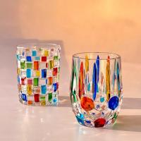 China Handmade Lead-Free Crystal Whiskey Glass 270ml Colorful Mosaic Espresso Cup for sale