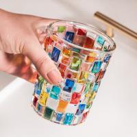 China Handmade Lead-Free Crystal Whiskey Glass 270ml Colorful Mosaic Espresso Cup for sale