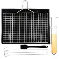 China Stainless Steel Folding Grill Basket with Locking Handle BBQ Tools 180° Hinge for sale