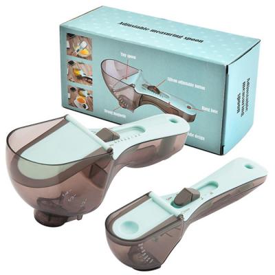 China Plastic Adjustable Measuring Cups And Spoons Measuring Tablespoon Teaspoon for sale