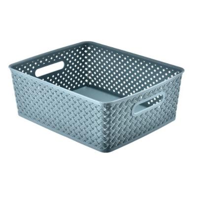 China Plastic Storage Baskets 10.6x7.2x3.2 Inch Grey Laundry Room Organizer Bins with Handles for sale