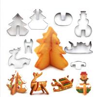 China Stainless Steel Christmas Cookie Cutter Set 18 Pieces 3D Biscuit Mold DIY Baking Tool for sale