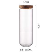 China 700ml 1000ml 1300ml Borosilicate Glass Food Storage Container with Airtight Wooden Lid for sale
