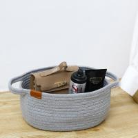 China Cotton Rope Storage Baskets 13x13x6.2 Inches Ivory White with Handles for sale