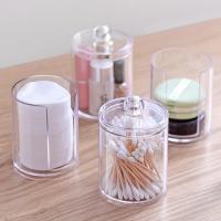 China 10 oz Clear Plastic Cotton Swab Storage Box Apothecary Jar for Bathroom for sale