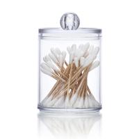 China 10 oz Clear Plastic Cotton Swab Storage Box Apothecary Jar for Bathroom for sale