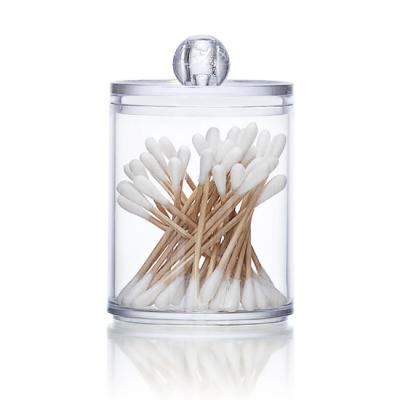 China 10 oz Clear Plastic Cotton Swab Storage Box Apothecary Jar for Bathroom for sale