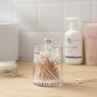 China 10 oz Clear Plastic Cotton Swab Storage Box Apothecary Jar for Bathroom for sale