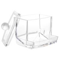 China 7 OZ Clear Plastic Cotton Swab Holder Dispenser Apothecary Jar for Bathroom Storage for sale