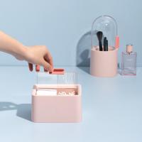 China Plastic Container Dispenser Box  for Bathroom Storage Organizer Cotton Storage for sale