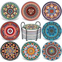 China Ceramic Coaster for Drinks Absorbent Stone Coasters with Cork Base for sale