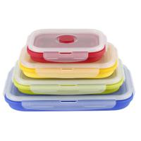 China Food Grade Silicone Folding Lunch Box Set 4 Pieces 350ml to 1200ml Bento for sale