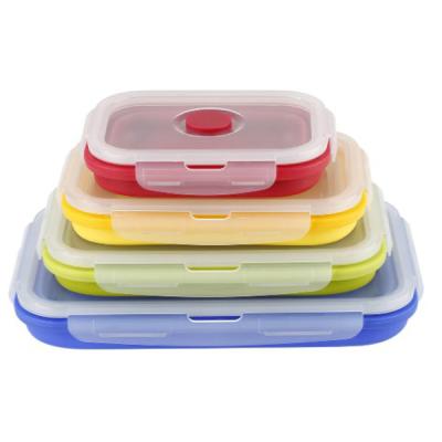 China Food Grade Silicone Folding Lunch Box Set 4 Pieces 350ml to 1200ml Bento for sale