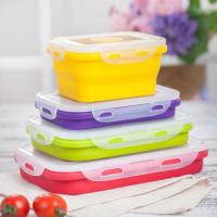China Food Grade Silicone Folding Lunch Box Set 4 Pieces 350ml to 1200ml Bento for sale
