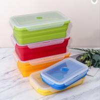 China Food Grade Silicone Folding Lunch Box Set 4 Pieces 350ml to 1200ml Bento for sale