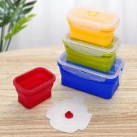 China Food Grade Silicone Folding Lunch Box Set 4 Pieces 350ml to 1200ml Bento for sale